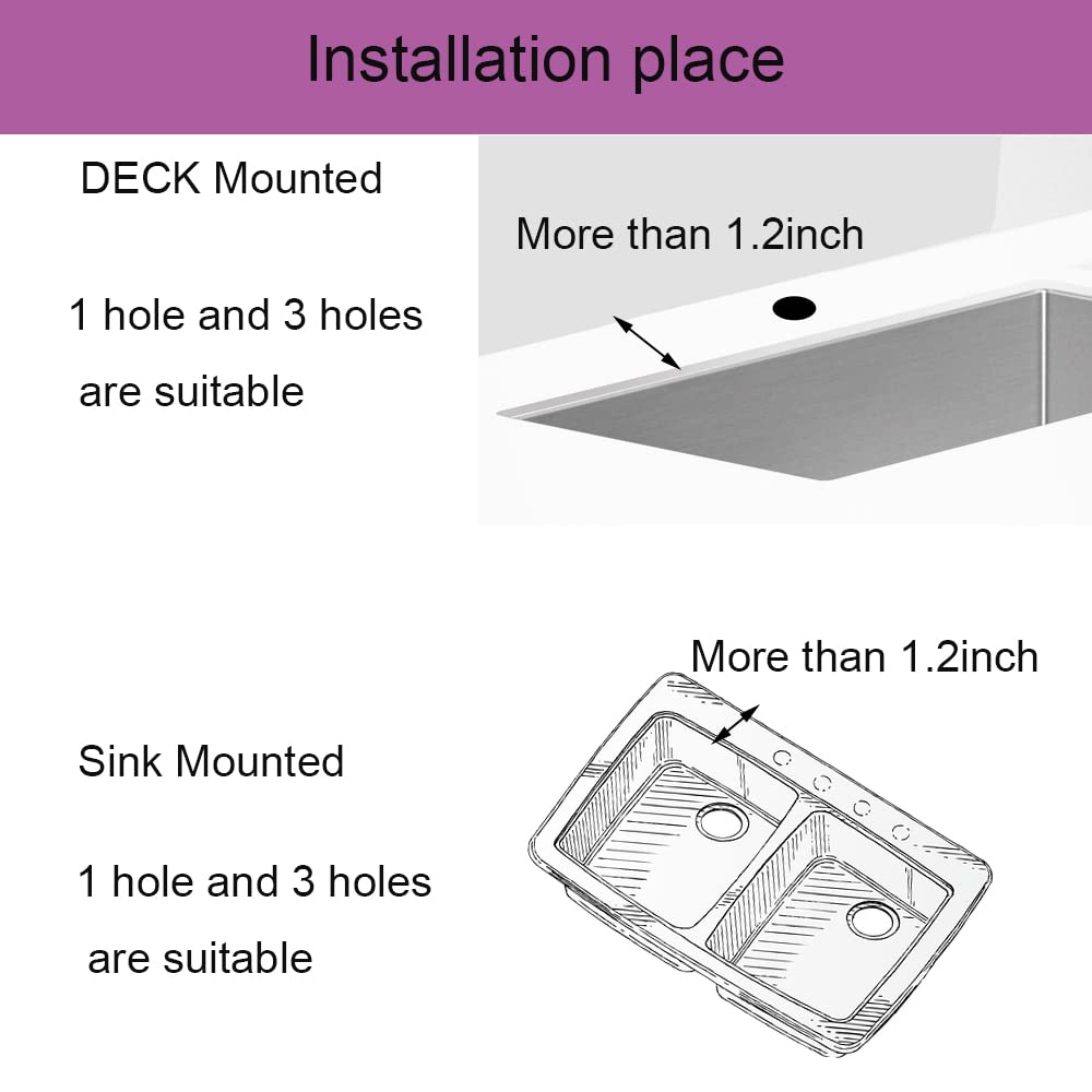 JIEFADZ Rainfall Kitchen Sink Faucet Pull Out Four Water Outlet Modes Cold and Hot Can Rotate TAP (Black)