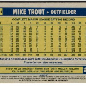 2022 Topps Chrome 1987 Baseball Refractor #87BC-1 Mike Trout NM-MT Angels