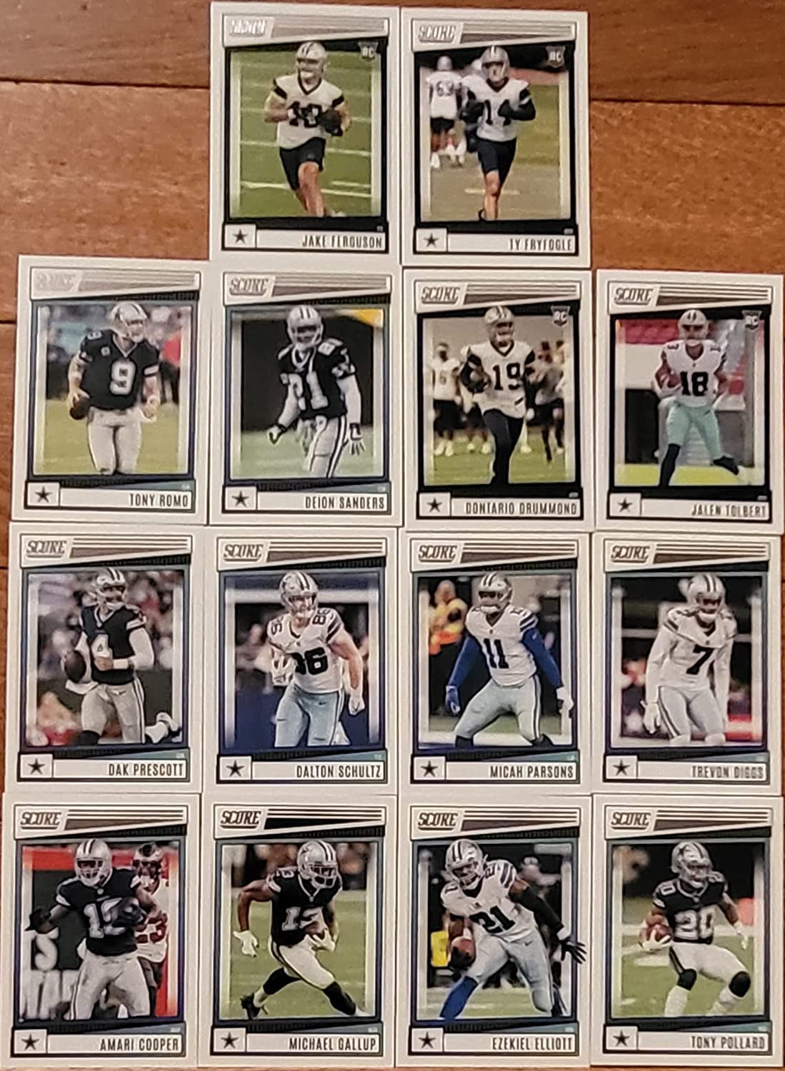 2022 Panini Score Football Dallas Cowboys Team Set 15 Cards W/Drafted Rookies