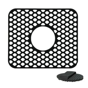 shaiinkoow silicone kitchen sink mat, kitchen sink protector, silicone sink protectors for kitchen sink, kitchen sink mats, sink mats for bottom of kitchen sink, (13.6" x 11.6", centre drain, black)