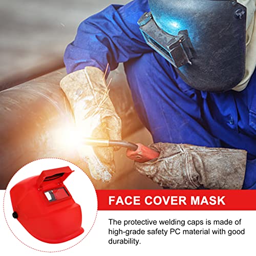 CUBTOL Face Mask Welding Argon Grinding Welder Heat Flip-up Guard Hat Weld Working Arc Clamshell Insulation Red with for Accessory All Face Helmet Practical Hood Adjustable Welding Helmet