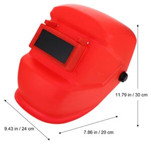 CUBTOL Face Mask Welding Argon Grinding Welder Heat Flip-up Guard Hat Weld Working Arc Clamshell Insulation Red with for Accessory All Face Helmet Practical Hood Adjustable Welding Helmet