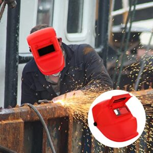 CUBTOL Face Mask Welding Argon Grinding Welder Heat Flip-up Guard Hat Weld Working Arc Clamshell Insulation Red with for Accessory All Face Helmet Practical Hood Adjustable Welding Helmet