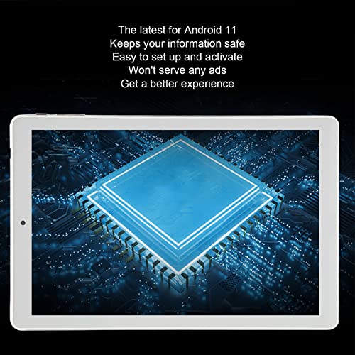 Qinlorgo Tablet, 8 Cores Support Multiple Languages for 11 10 Inch Silver Dual Card Dual Standby Tablet Male for Home Work (US Plug)