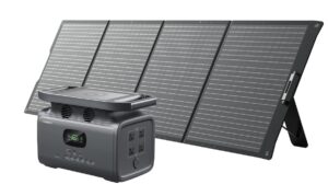 growatt solar generator, portable power station 1512wh with 200w solar panel, 4 x 110v/2000w ac outlets (4000w peak), fast solar charging, emergency power backup for outdoor camping, home, rv