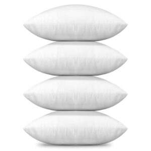 OTOSTAR Premium Waterproof Throw Pillow Inserts, Set of 4 Square Form Cushion Stuffer for Garden, Bench, Patio - Decorative Outdoor Pillows Inserts White, 12x20 Inches