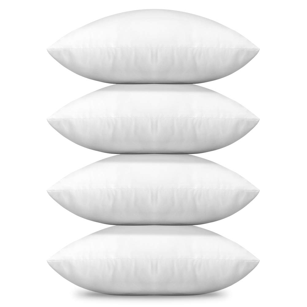 OTOSTAR Premium Waterproof Throw Pillow Inserts, Set of 4 Square Form Cushion Stuffer for Garden, Bench, Patio - Decorative Outdoor Pillows Inserts White, 12x20 Inches