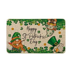 artoid mode genome happy st. patrick's day welcome decorative doormat, seasonal spring low-profile rug switch mat for indoor outdoor 17x29 inch