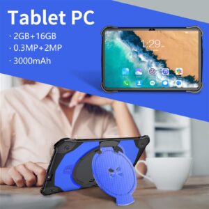 7 Inch HD Android Tablet - 7” Display IPS High Definition Screen 16 GB WiFi Bluetooth Voice Call Game Video Learning Tablet Sim Card Communication Function Light for Entertainment (Blue)