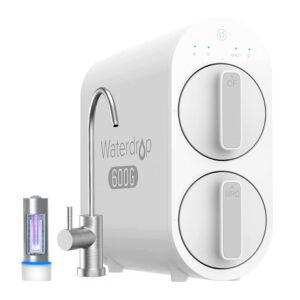 waterdrop g2p600 reverse osmosis system, 600 gpd tankless ro water filter system, under sink ro system and led uv͎ ultrąviolët water sterilizër filter for kitchen, mercury-free, fcc certified