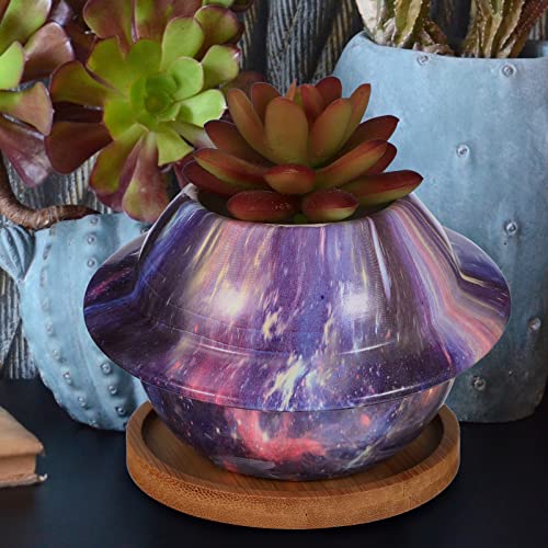 GANAZONO Home Decor 1 Set of Planet Planter Pot with Drainage Holes Ceramic Succulent Pot Flower Container Bonsai Pot Flowerpot for Home Garden Office Indoor Outdoor Outdoor Decor