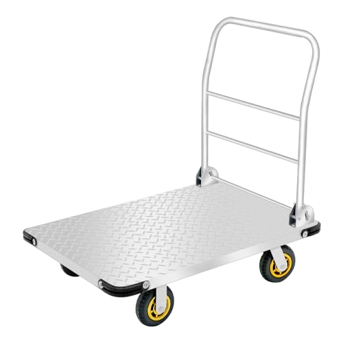 Platform Truck, Foldable Push Dolly Cart with 2000LBS Weight Capacity, Heavy Duty 36 x 24in Large Flatbed Hand Truck with 6'' 360 Degree Swivel Wheels(New Version)