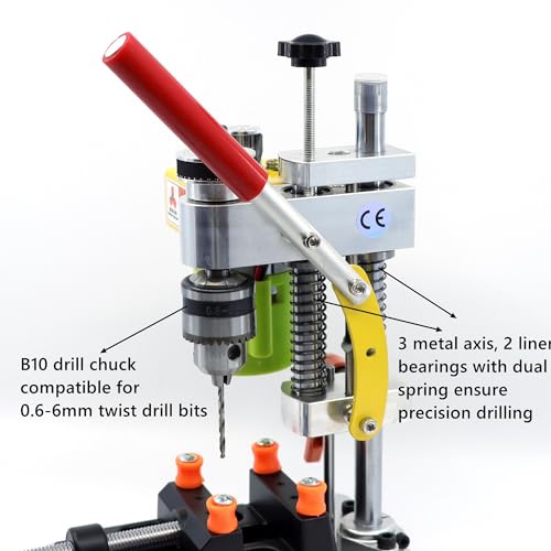 NovelLife Mini Drill Press Precision Benchtop Drilling Machine Elecric Portable Table Driller CNC 795 Motor B10 Chuck Metal Wooden DIY Jewelry Making Crafts Tool