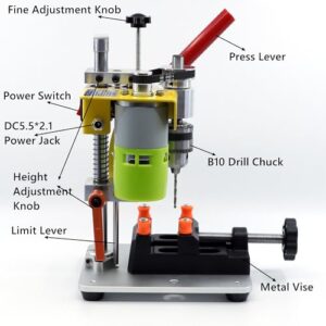 NovelLife Mini Drill Press Precision Benchtop Drilling Machine Elecric Portable Table Driller CNC 795 Motor B10 Chuck Metal Wooden DIY Jewelry Making Crafts Tool