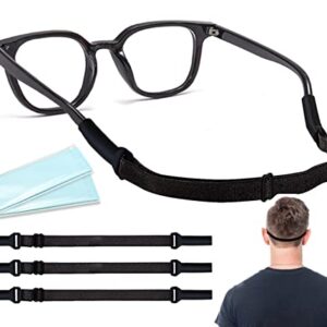 VINSONSI Glasses Strap - 3 Pcs Adjustable Eyeglass Strap and 3 Pcs Glasses Cloth Combination set - suitable for Men's and Women's Eyeglass Straps, Kids Eyeglass Straps, Sunglass Straps