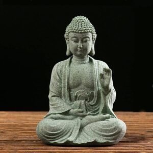 crazysavage mini buda meditating buddah statue-natural sandstone stone -handmade for zen garden fish aquarium tank yoga bonsai micro landscape spiritual fengshui praying shui chakra decor (fearless)