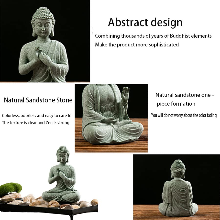 CrazySavage Mini Buda Meditating Buddah Statue-Natural Sandstone Stone -Handmade for Zen Garden Fish Aquarium Tank Yoga Bonsai Micro Landscape Spiritual Fengshui Praying Shui Chakra Decor (Fearless)