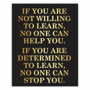 motivational wall art for office - gold foil 8 x 10 unframed prints - positive inspirational quotes encouraging poster for living room bedroom bathroom decor