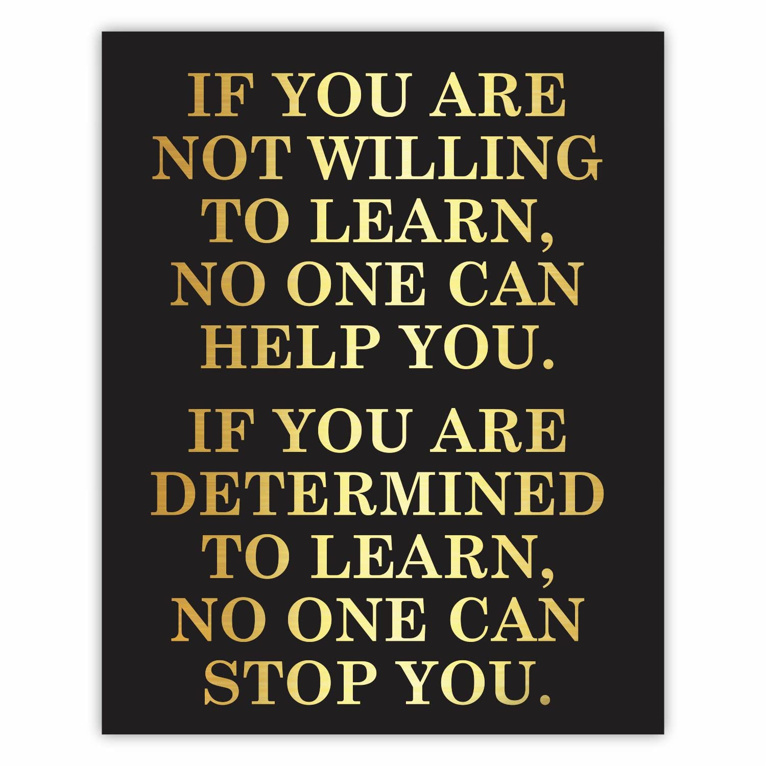 Motivational Wall Art for Office - Gold Foil 8 x 10 Unframed Prints - Positive Inspirational Quotes Encouraging Poster for Living Room Bedroom Bathroom Decor