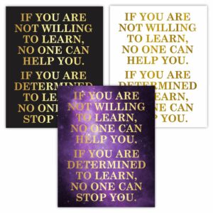 Motivational Wall Art for Office - Gold Foil 8 x 10 Unframed Prints - Positive Inspirational Quotes Encouraging Poster for Living Room Bedroom Bathroom Decor