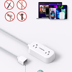 Addtam Universal Travel Adapter, Power Strip with International Plug Adapter, 2 AC Outlet and 2 USB Ports(1 USB-C PD 20W), Essentials for US EU UK AU White