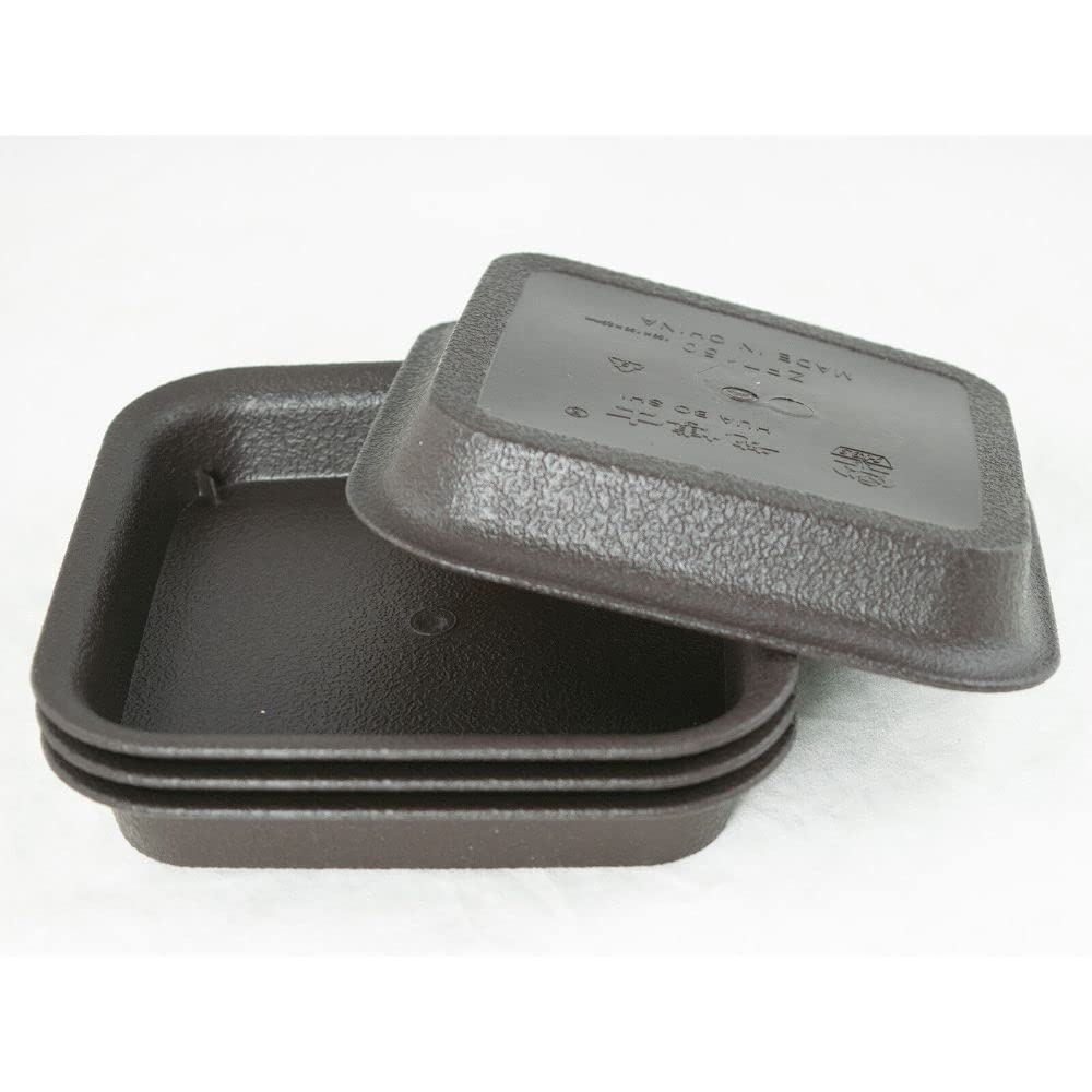 4 Pcs Square Plastic Humidity Tray for Bonsai Tree 5.75"x 5.75"x 1" - Dark Brown