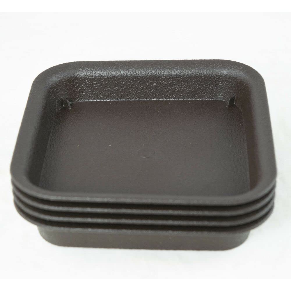 4 Pcs Square Plastic Humidity Tray for Bonsai Tree 5.75"x 5.75"x 1" - Dark Brown