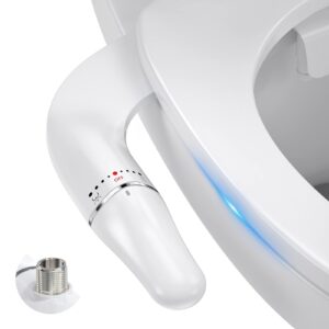 shineforu bidet ultra-slim bidet attachment for toilet, minimalist and stylish dual nozzle (frontal and rear wash) non-electric fresh water bidet, easy to install and use (silver/white)