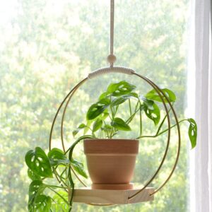 Dravmola Boho Macrame Plant Hanger - Gold, Indoor Use, Hanging Pot Not Included