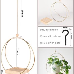 Dravmola Boho Macrame Plant Hanger - Gold, Indoor Use, Hanging Pot Not Included