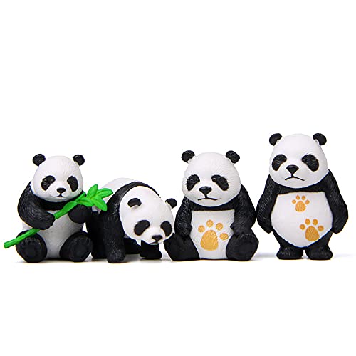 Danmu 4 Pack Resin Mini Panda Figurines, Miniature Figurines, Fairy Garden Accessories, Fairy Garden Supplies, Fairy Garden Animals for Fairy Garden, Plant Pots, Bonsai Craft Decor Size L