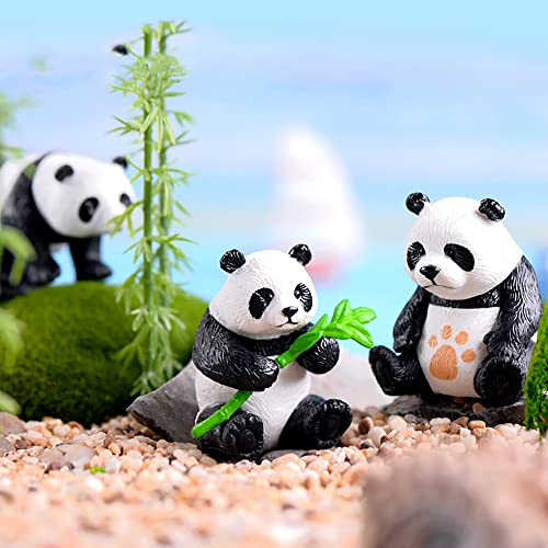 Danmu 4 Pack Resin Mini Panda Figurines, Miniature Figurines, Fairy Garden Accessories, Fairy Garden Supplies, Fairy Garden Animals for Fairy Garden, Plant Pots, Bonsai Craft Decor Size L