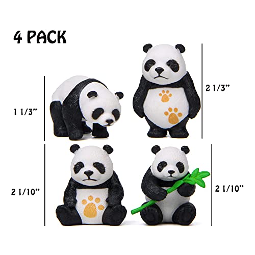 Danmu 4 Pack Resin Mini Panda Figurines, Miniature Figurines, Fairy Garden Accessories, Fairy Garden Supplies, Fairy Garden Animals for Fairy Garden, Plant Pots, Bonsai Craft Decor Size L