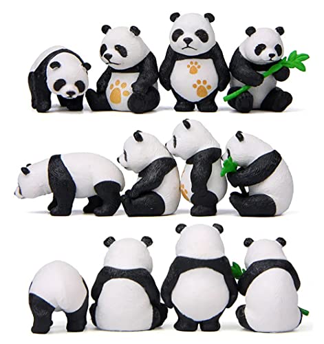 Danmu 4 Pack Resin Mini Panda Figurines, Miniature Figurines, Fairy Garden Accessories, Fairy Garden Supplies, Fairy Garden Animals for Fairy Garden, Plant Pots, Bonsai Craft Decor Size L