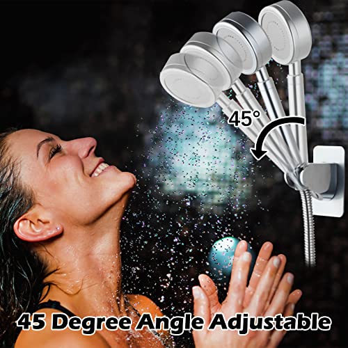 Shower Head Holder with Strong Adhesive, Adjustable Handheld Shower Wand Holder Waterproof Wall Mount Bracket, No Drilling Shower Hose Holder Better Than Suction Cups for Shower Bathroom