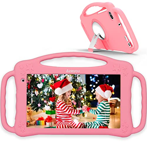 Azeyou 7 inch Android 11.0 Tablet for Kids, 2GB RAM 32GB ROM Toddler Tablet with Bluetooth, WiFi, Dual Camera, Shockproof Case, Kids APPs Pre-Installed, Parental Control, K10 Tablet Pink