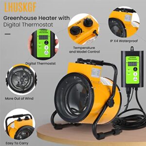 LHUKSGF Greenhouse Heater with Digtal Thermostat, Grow Tent Heaters, Overheat Protection, Fast Heating for Green House, Flower Room, YE…………