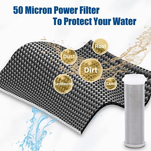 Filterelated Reusable Whole House Spin Down Sediment Water Filter,50 Micron Flushable Prefilter Filtration, 1" MNPT + 3/4" FNPT + 3/4"MNPT, Lead-Free Brass,BPA Free