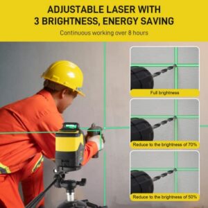 Firecore 360° Self Leveling Laser Level with Tripod, Green Cross Line Laser Level with Plumb Dots Laser Tool and Adjustable Brightness Technology - Magnetic Bracket&Carry Pouch Included