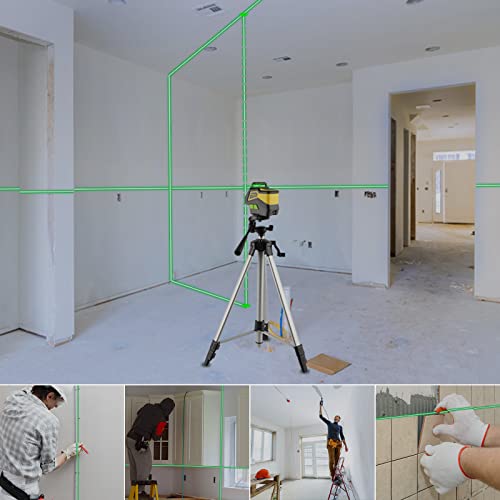 Firecore 360° Self Leveling Laser Level with Tripod, Green Cross Line Laser Level with Plumb Dots Laser Tool and Adjustable Brightness Technology - Magnetic Bracket&Carry Pouch Included