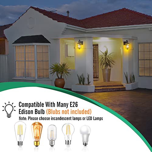 EJIAXIN Outdoor Light Fixtures Wall Mount, Exterior Light Fixture, Outdoor Wall Lights Waterproof Wall Porch Lights, Outdoor Wall Lantern with Glass Shade for Patio, Front Door, Garage, House, 2-Pack…