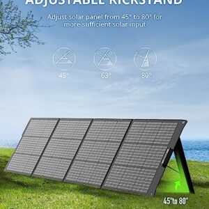 GROWATT 200W Portable Solar Panel for Power Station, 24V Foldable Solar Charger with Adjustable Kickstands, Universal Connector, Water & Dustproof for Outdoor Camping RV Off Grid System