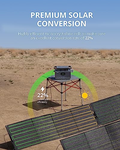 GROWATT 200W Portable Solar Panel for Power Station, 24V Foldable Solar Charger with Adjustable Kickstands, Universal Connector, Water & Dustproof for Outdoor Camping RV Off Grid System