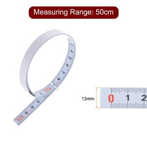 HARFINGTON 2pcs Self Adhesive Tape Measure 50cm Metric Left to Right Reading Sticky Measuring Tape Steel Workbench Ruler, White