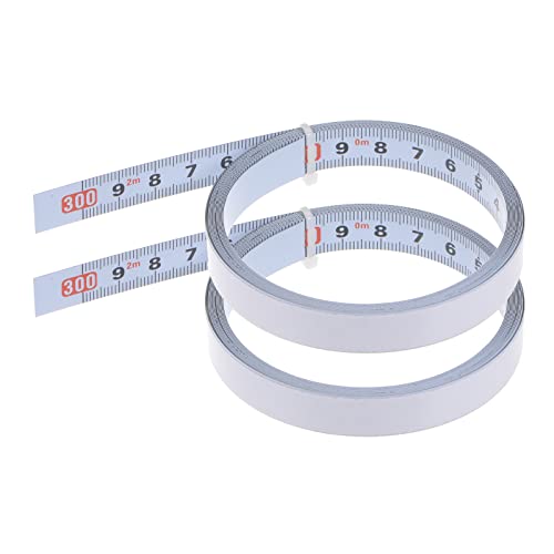 HARFINGTON 2pcs Self Adhesive Tape Measure 300cm Metric Right to Left Read Sticky Measuring Tape Steel Workbench Ruler, White