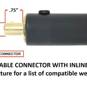 26F Series - 200 Amp - Air Cooled - Flexible Head TIG Torch - 25 feet 1-Piece SÜA®Flex Cable - INLINE Gas Dinse 35-70 Connector - (Welders with Gas Solenoid)