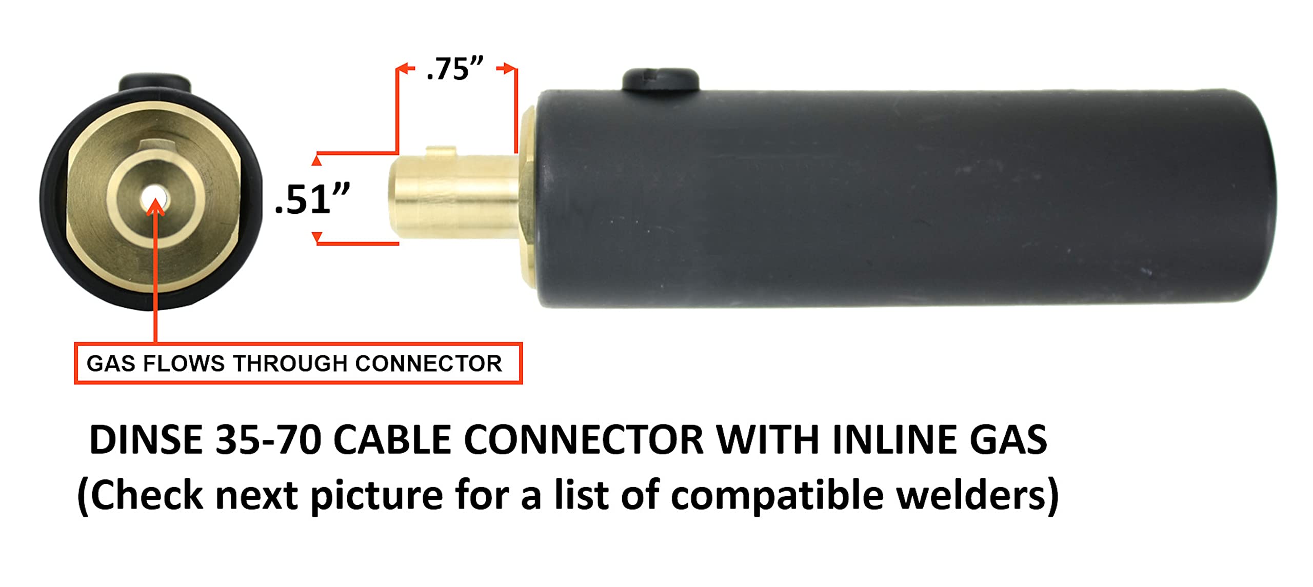 26F Series - 200 Amp - Air Cooled - Flexible Head TIG Torch - 25 feet 1-Piece SÜA®Flex Cable - INLINE Gas Dinse 35-70 Connector - (Welders with Gas Solenoid)