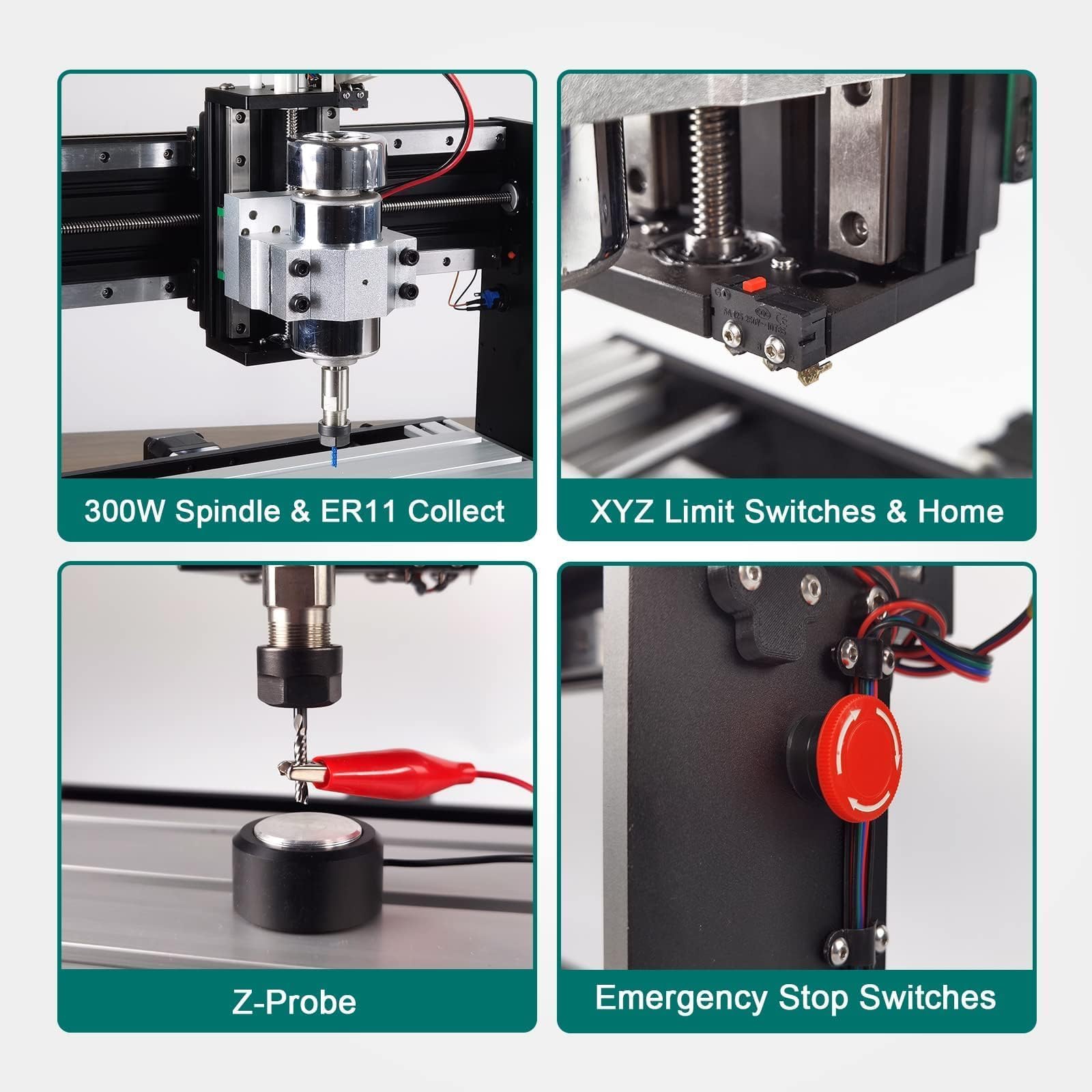 All-Metal CNC Router Machine 3020-Evo, AnoleX X&Z-axis Dual Steel Guide Rails CNC Router Kit with 300W Spindle, Limit Switches & Emergency-Stop for Metal Wood Acrylic MDF Carving Cutting