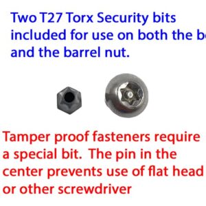 Harris Hardware 90202 T27 Torx Security Stainless Steel 10/24 Threaded Shoulder Bolts and Barrel Nuts for a 1-1/4 in. Panel and 2 Torx Bits