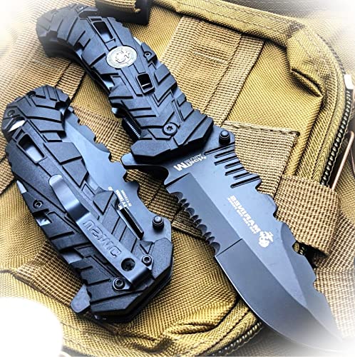 New 9" M-TECH MARINES Assisted Spring Open Tactical Rescue Folding POCKET KNIFE Camping Outdoor Pro Tactical Elite Knife BLDA-0657